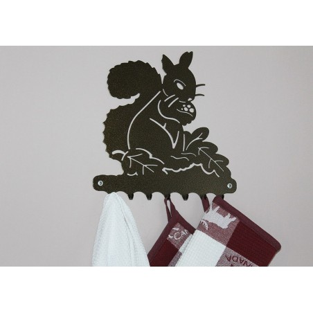 Accroche-clés ou accroche-torchons en métal, Ecureuil